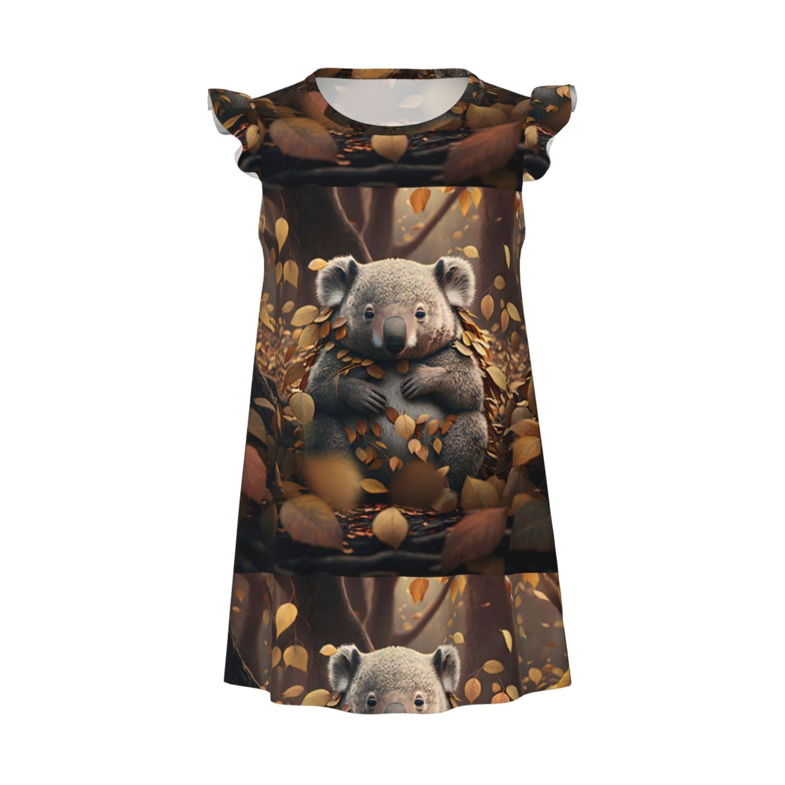Disketp Cute Fallen Leaf Koala Print Girls Nightgowns 3-10 Years ...