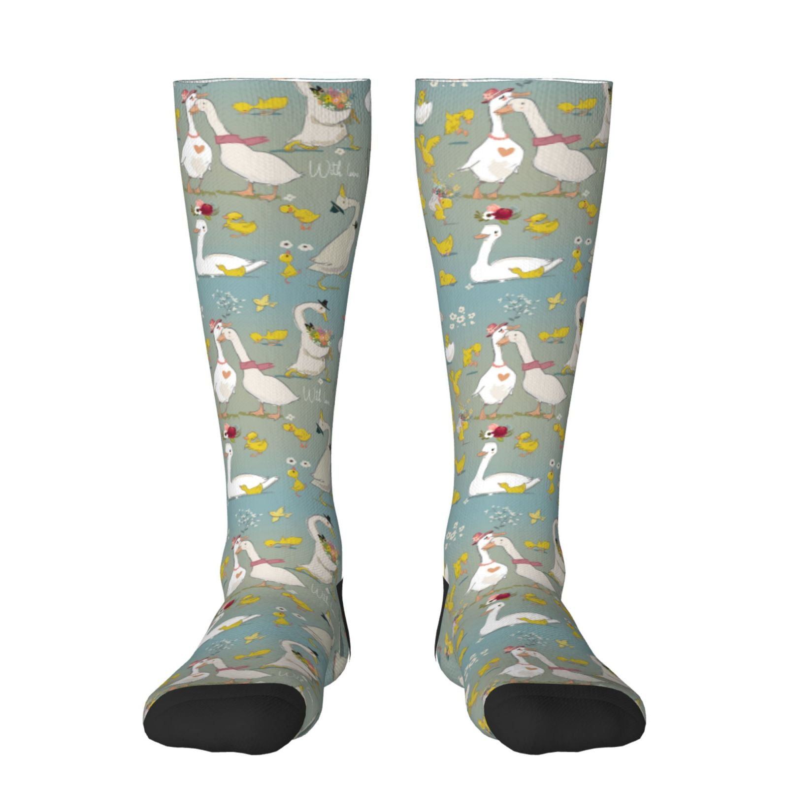 Disketp Cute Farm Birds Print Unisex Contrast Color Stockings ...