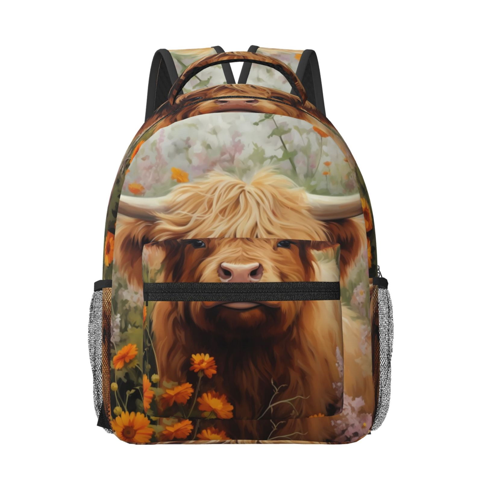 Disketp Cute Floral Cow Backpack - Comfortable Daypack with The right ...