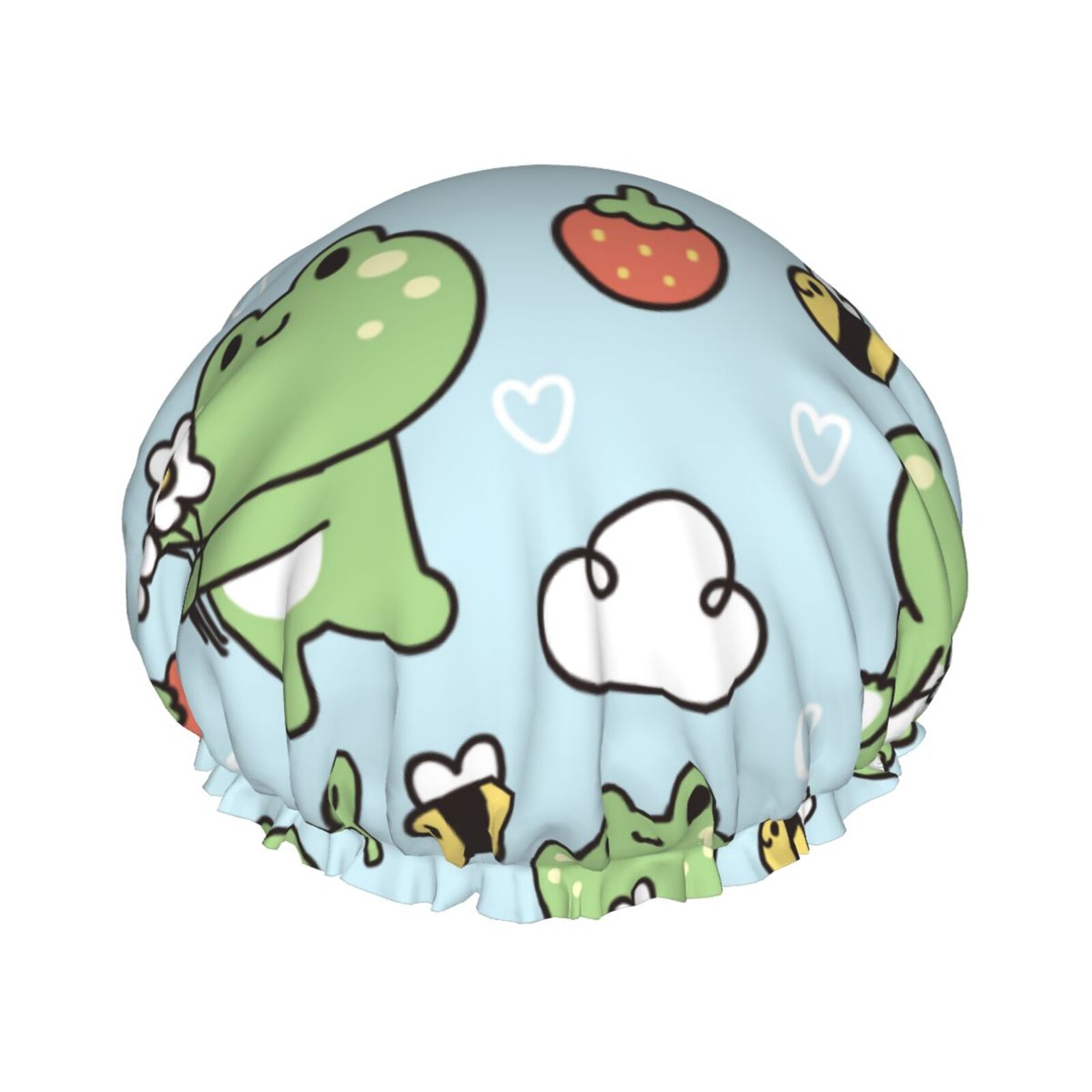 Disketp Cute Floral Frog Shower Caps,Reusable Shower Cap For Women ...