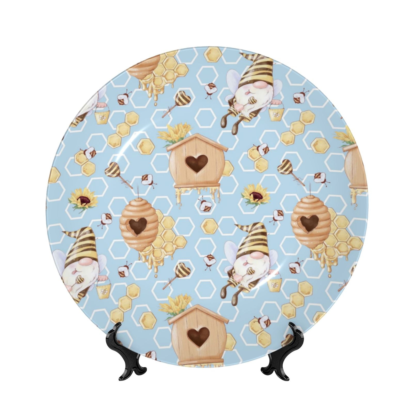 Disketp Cute Gnome Bee Collects Honey Ceramic Plate Dinner Plates Bone ...