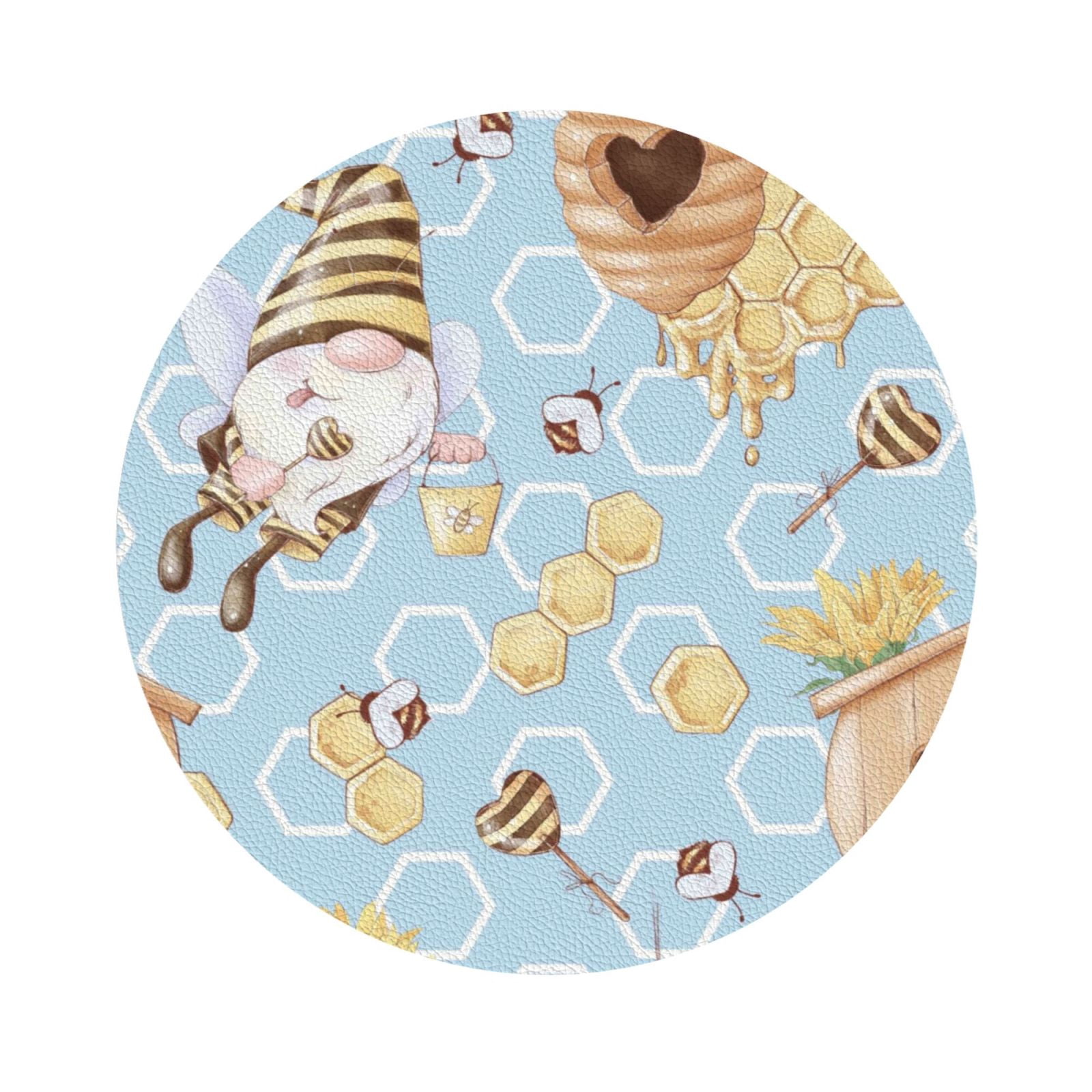 Disketp Cute Gnome Bee Collects Honey Funny Coasters,4 Pcs Leather ...