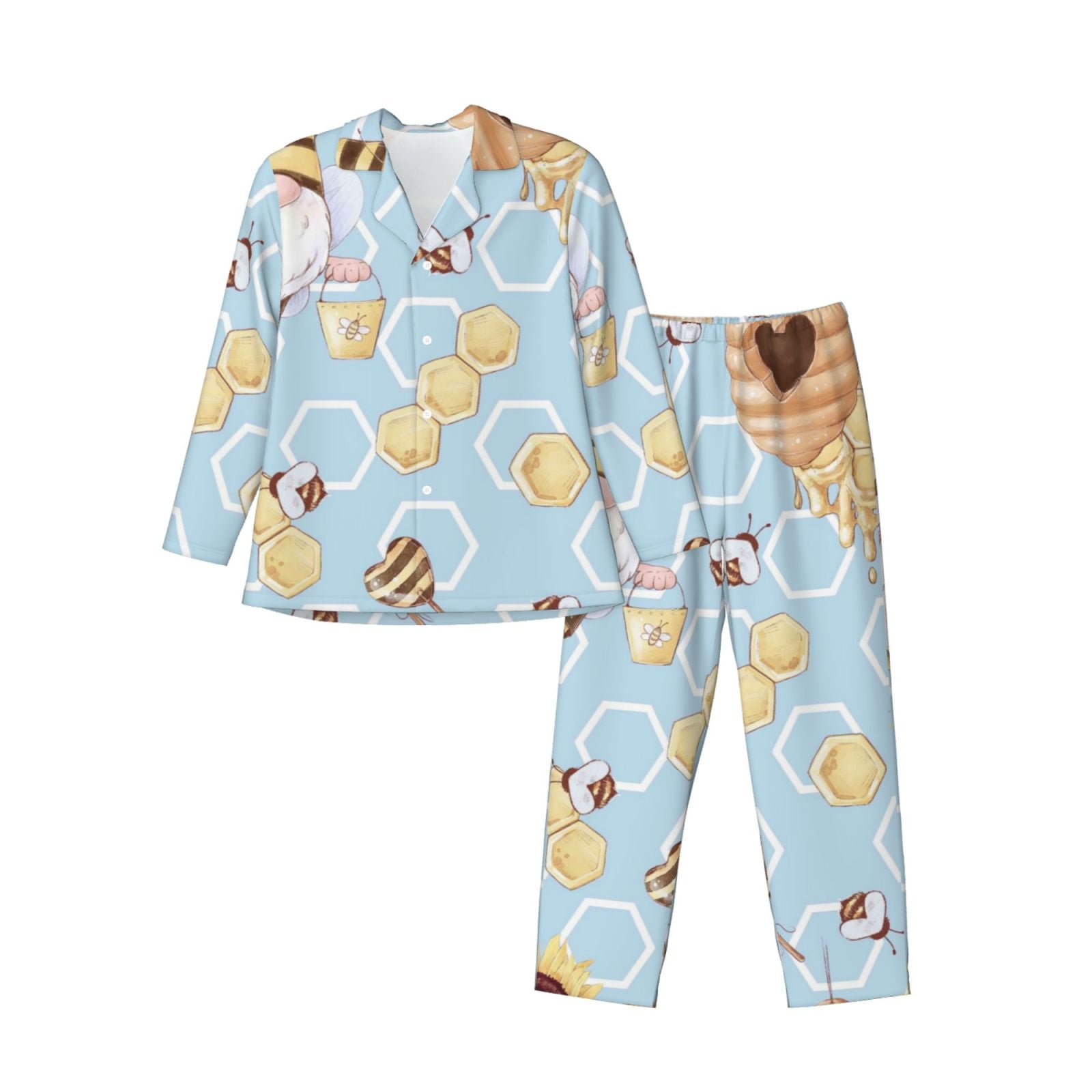 Disketp Cute Gnome Bee Collects Honey for Pajamas Set Long Sleeve ...