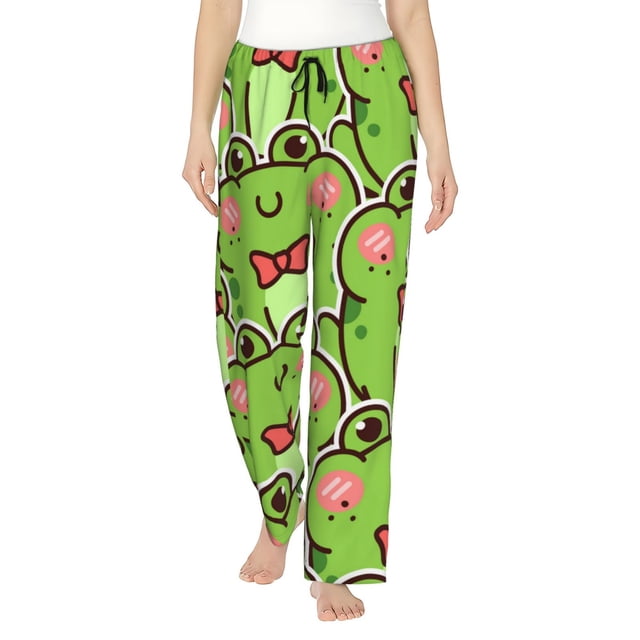Disketp Cute Green Frog Print Women'S Comfy Pajama Pants Casual ...