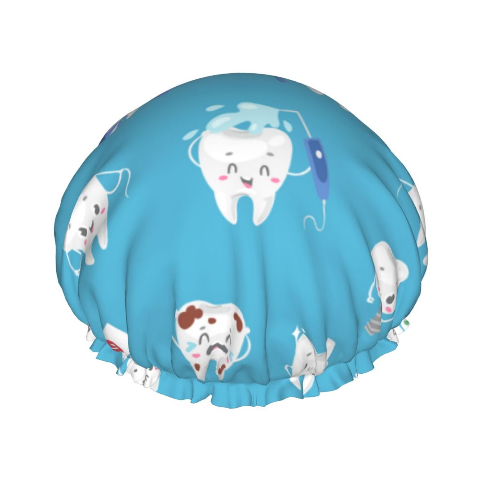 Disketp Cute Healthy Teeth Shower Caps,Reusable Shower Cap For Women ...