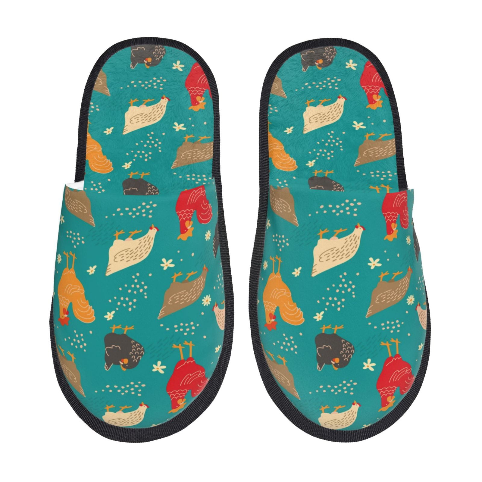 Disketp Cute Hens And Rooster Fuzzy House Memory Foam Slippers, Furry ...