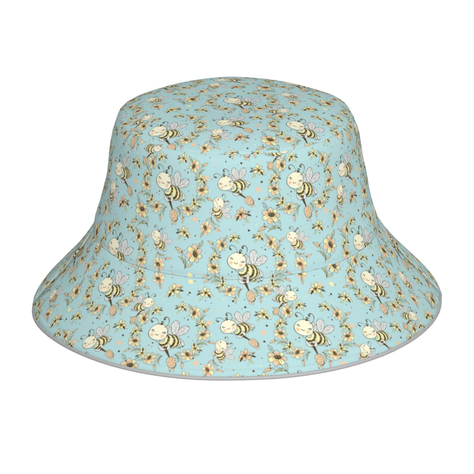 Disketp Cute Honeybees Print Reflective Bucket Hat Beach Hat Summer ...