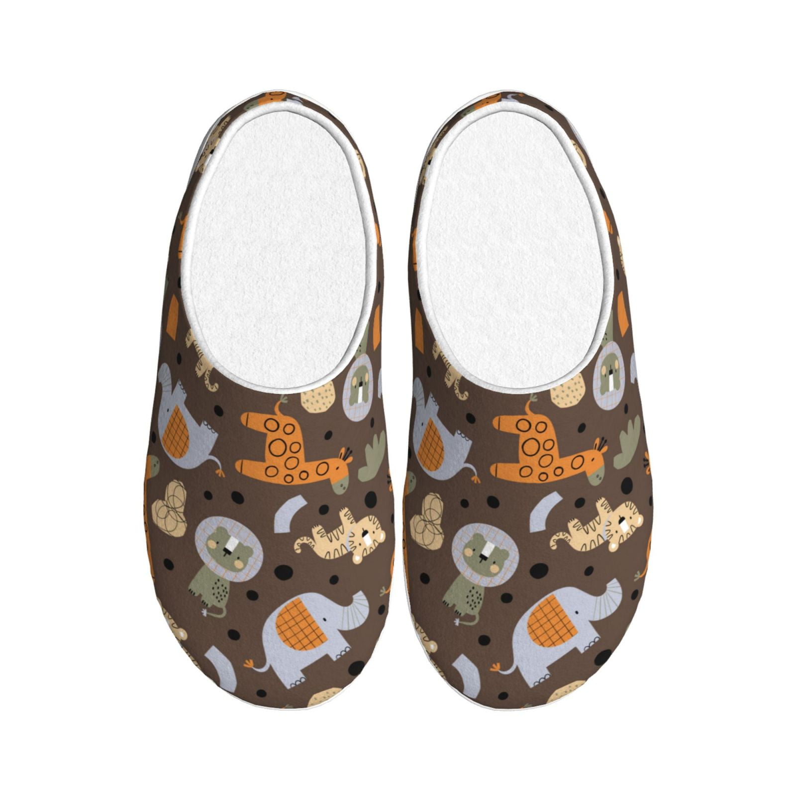 Disketp Cute Lion Tiger Women's Men's Slippers Plush Slip-On House ...