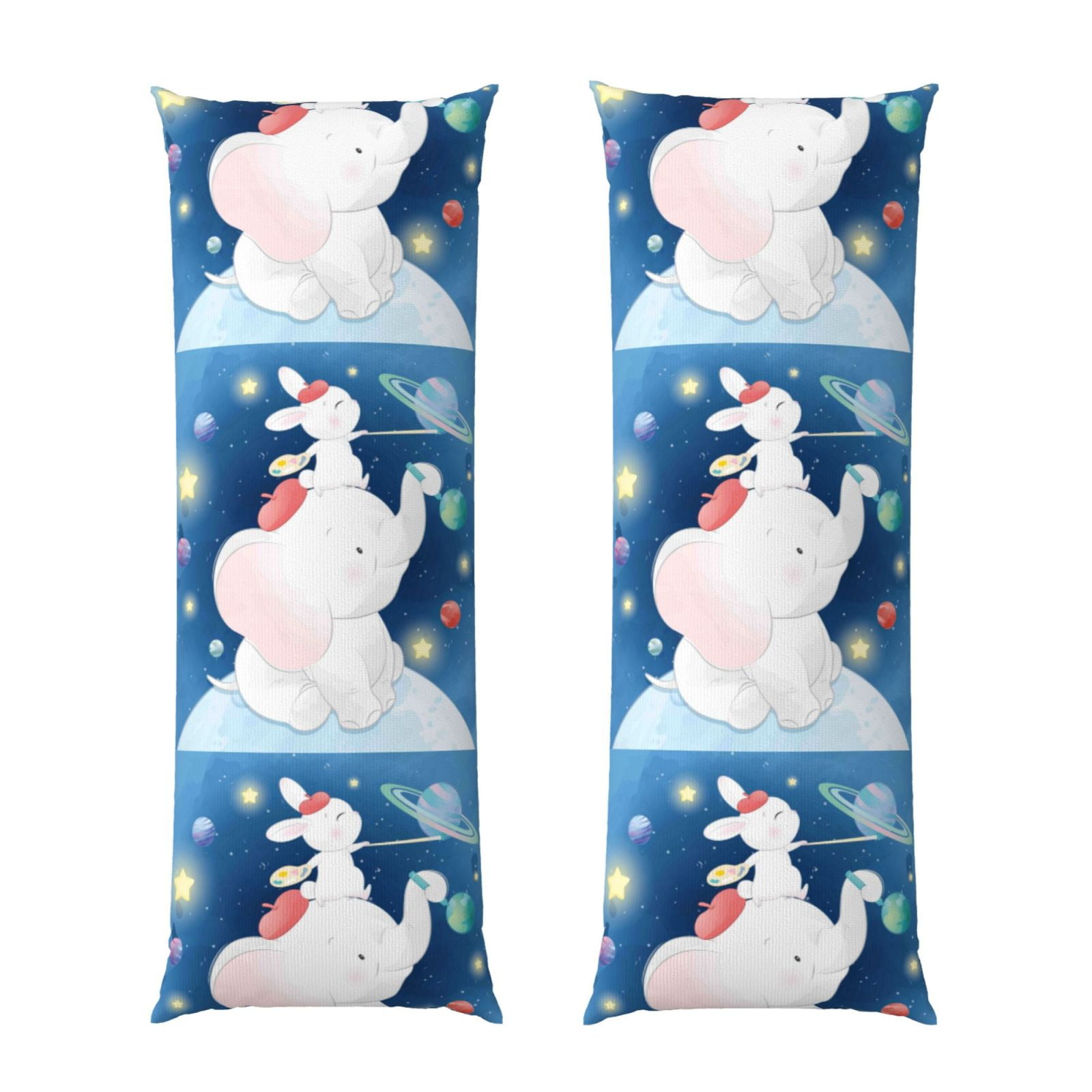 Disketp Cute Little Bunny Elephant Painting A Planet Print Body Pillow ...