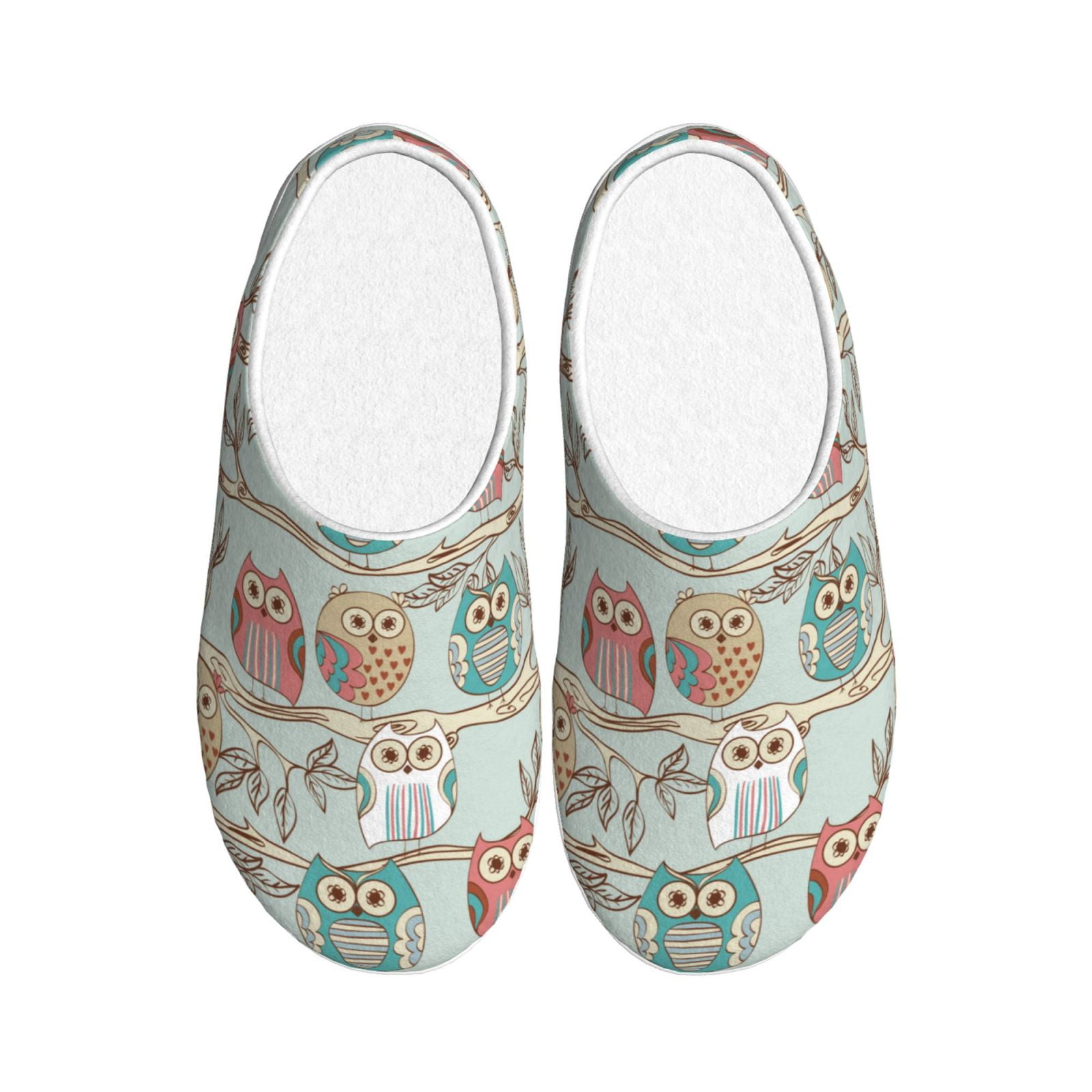Disketp Cute Owl Women's Men's Slippers Plush Slip-On House Slipper for ...