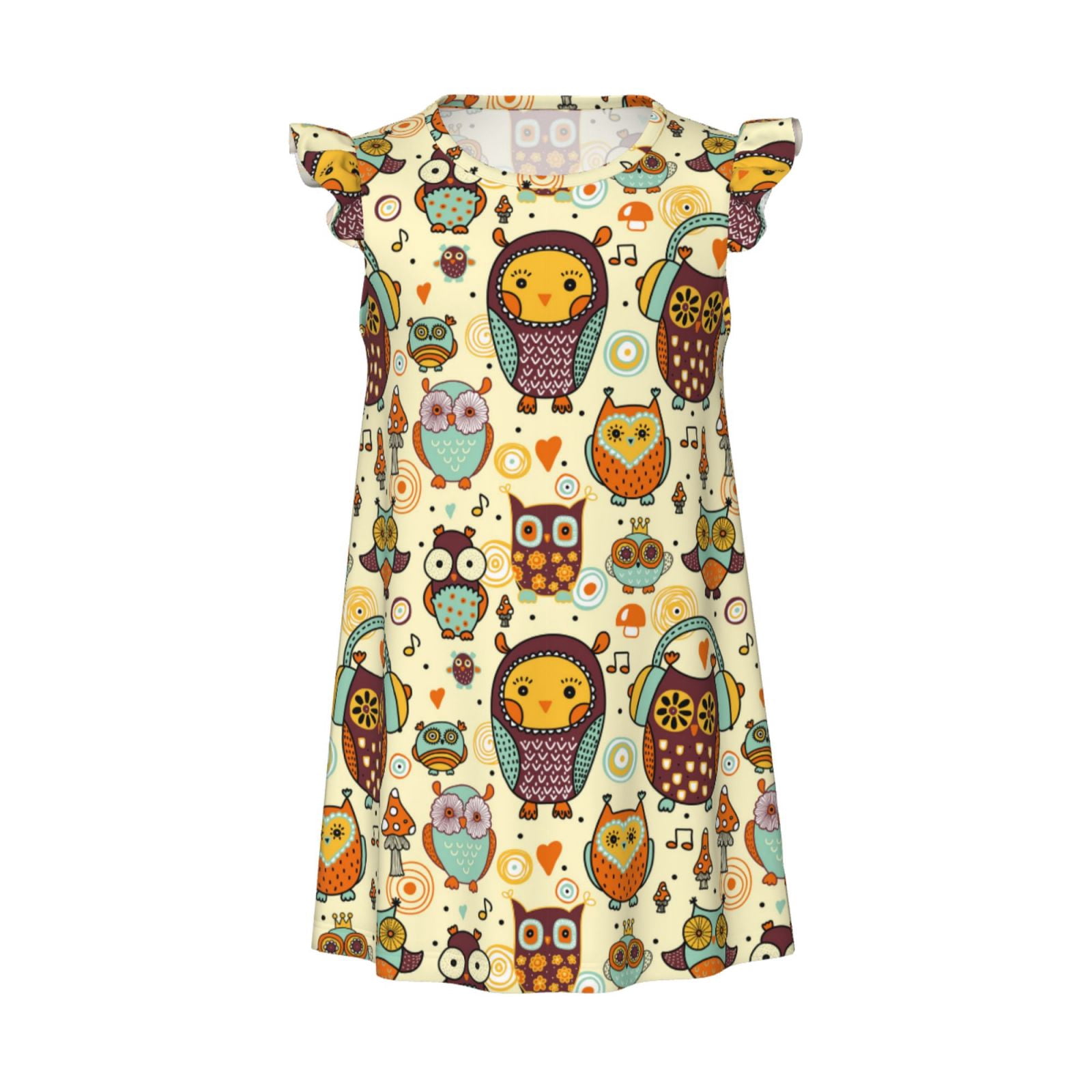 Disketp Cute Owls Print Girls Nightgowns 3-10 Years Flutter Short ...