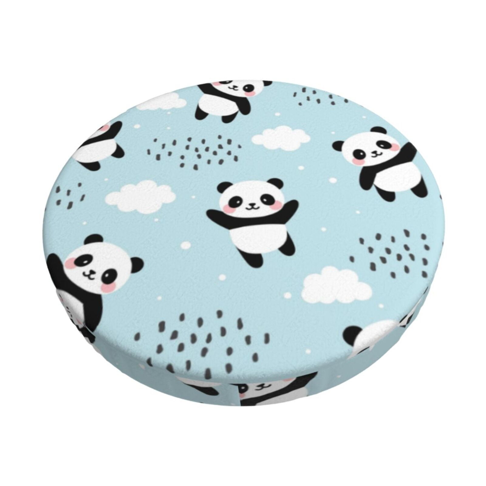 Disketp Cute Panda Bear Stool Covers Round, Super Soft Round Bar Stool ...
