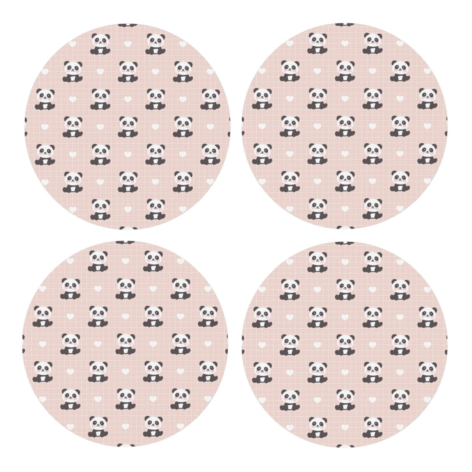 Disketp Cute Panda MDF Cork Coaster 4 Pcs - Absorbent Beverage Coasters ...