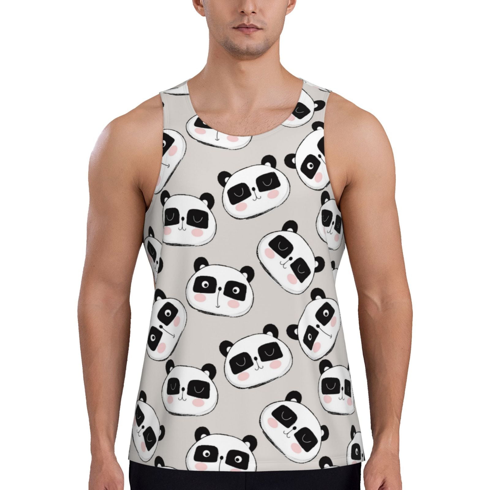 Disketp Cute Panda Men's Workout Tank Tops Sleeveless Gym Shirt Quick ...