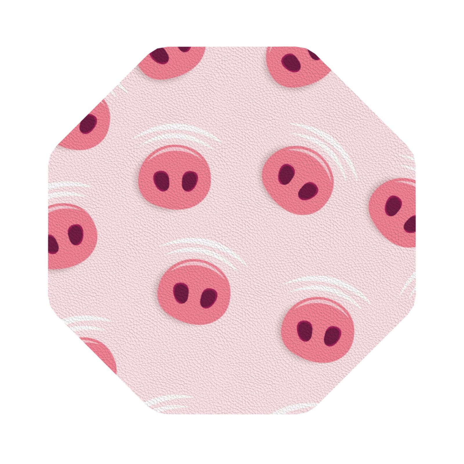 Disketp Cute Pig Nose Funny Coasters,6 Pcs Leather Coasters With Holder ...