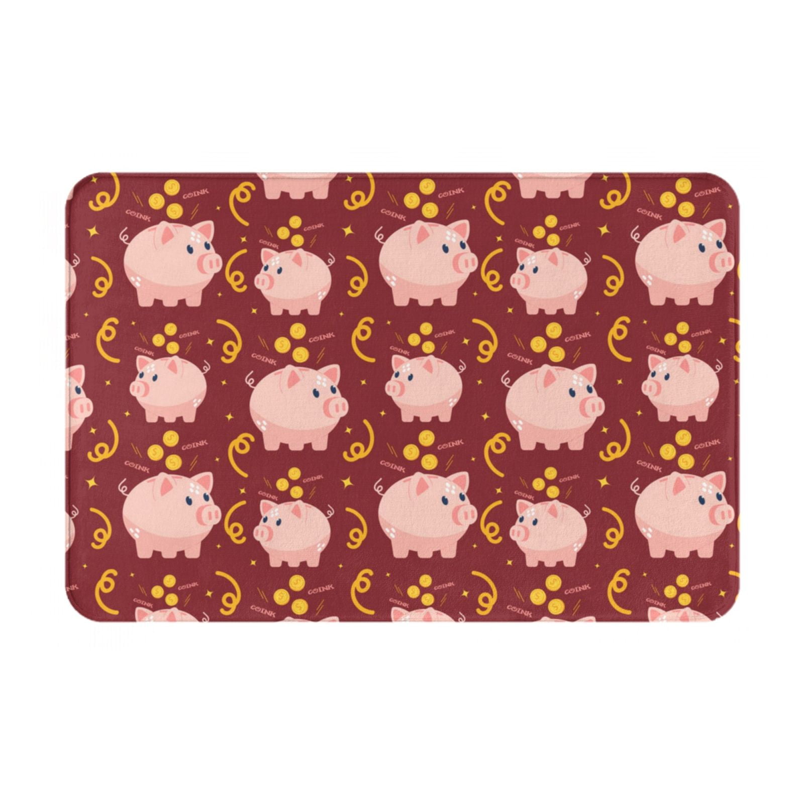 Disketp Cute Pig With Coins Mat For Front Door Outside - Doormat ...