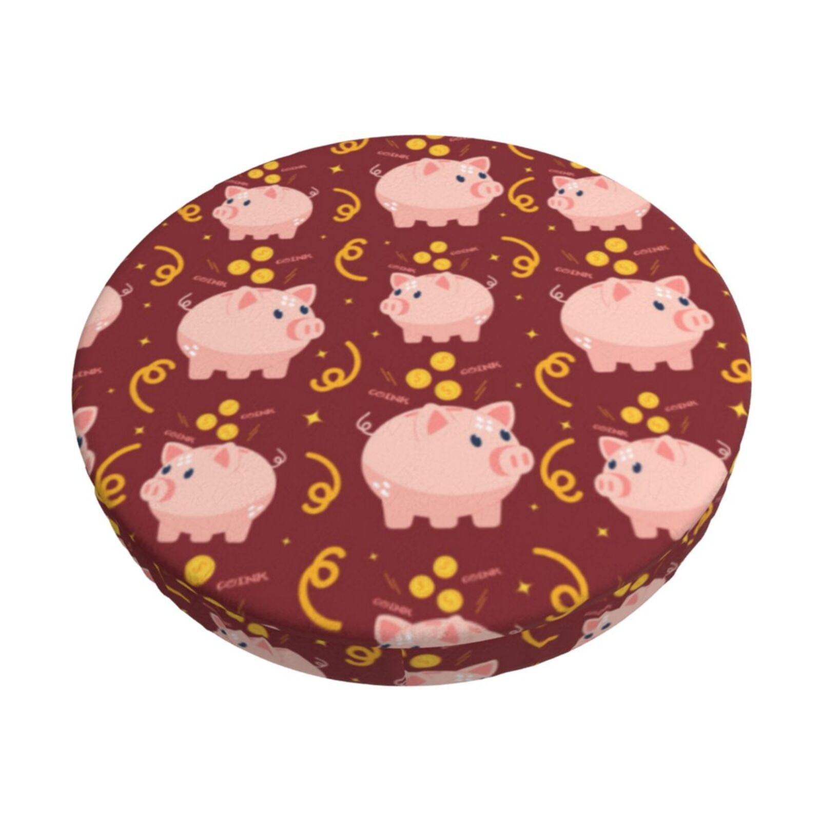 Disketp Cute Pig With Coins Stool Covers Round, Super Soft Round Bar ...