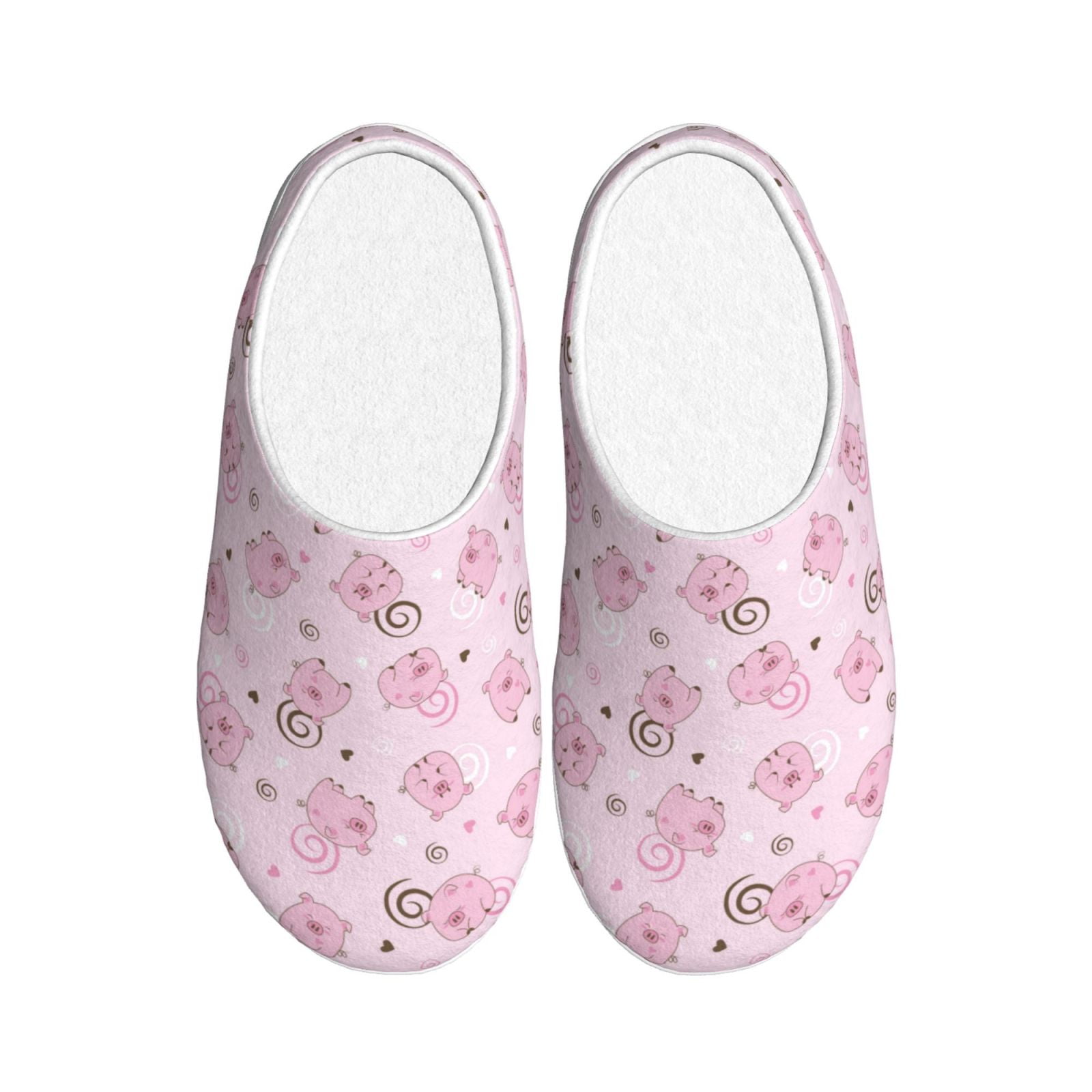 Disketp Cute Pig Women's Men's Slippers Plush Slip-On House Slipper for ...