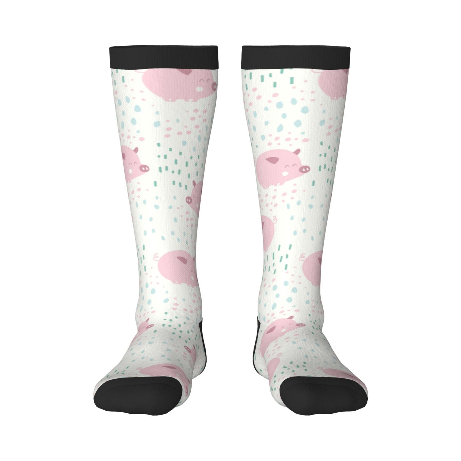 Disketp Cute Pigs Print Unisex Contrast Color Stockings Lightweight ...