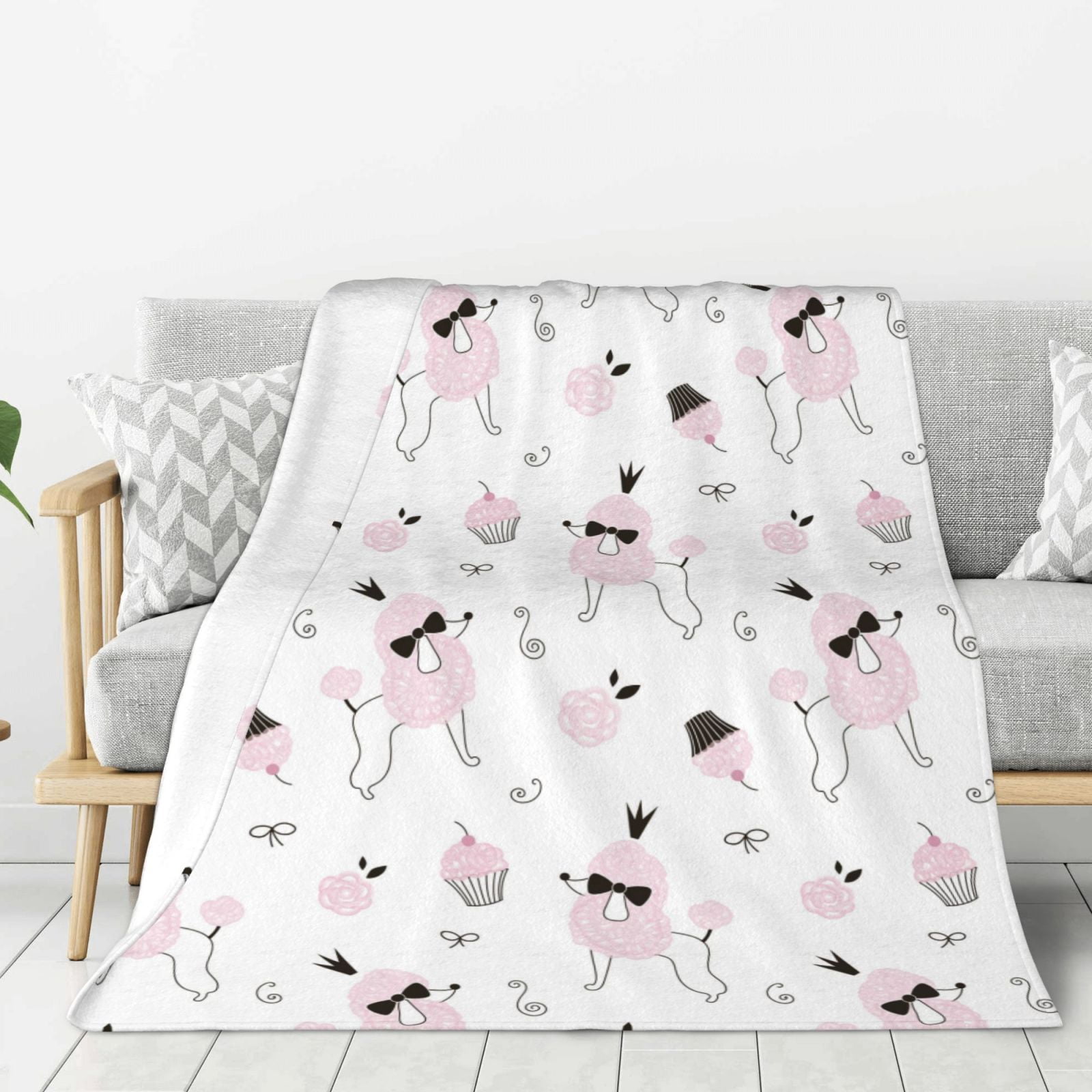 Disketp Cute Poodle Dog Cozy Flannel Fleece Throw Blanket: Has a ...