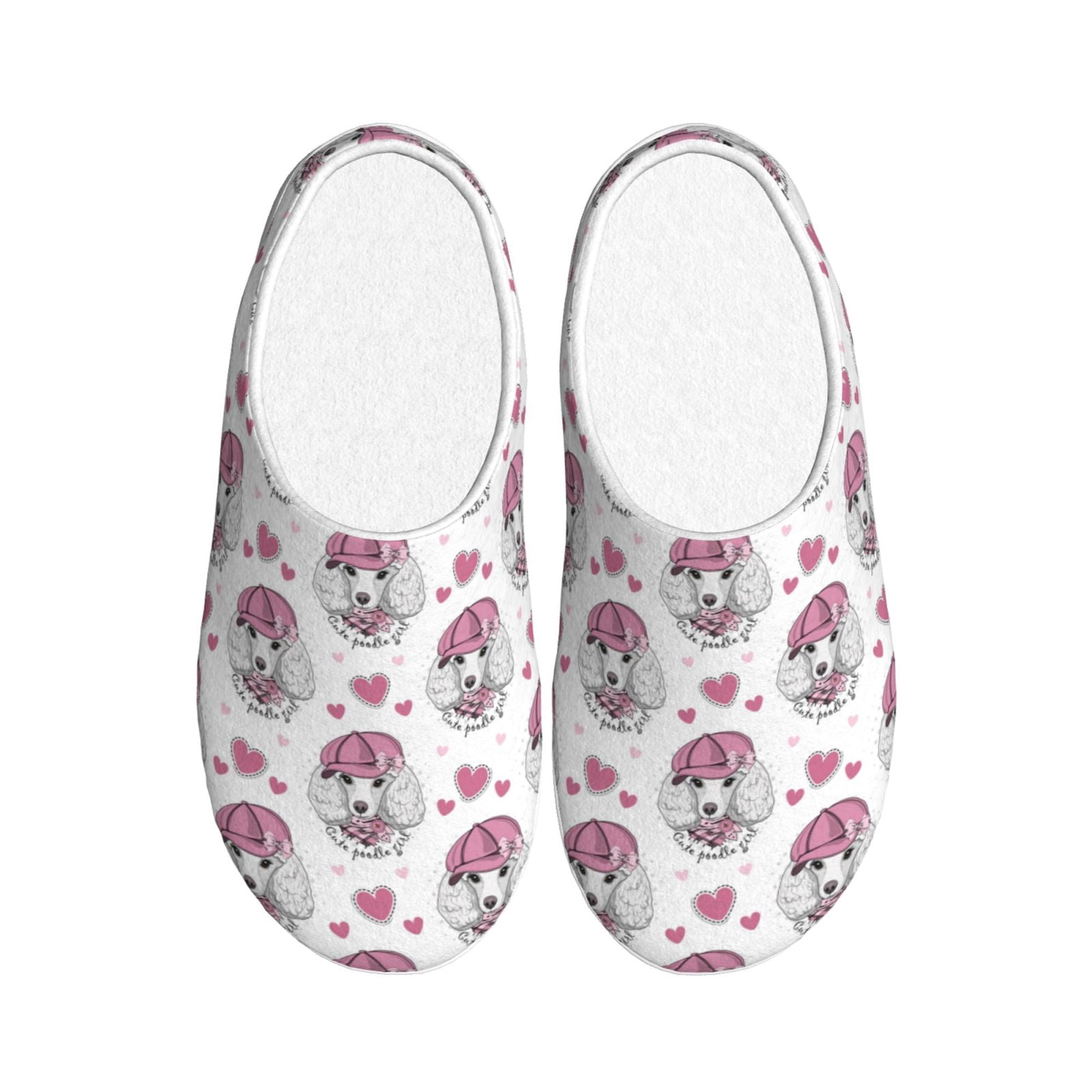Disketp Cute Poodle Dog Women's Men's Slippers Plush Slip-On House ...