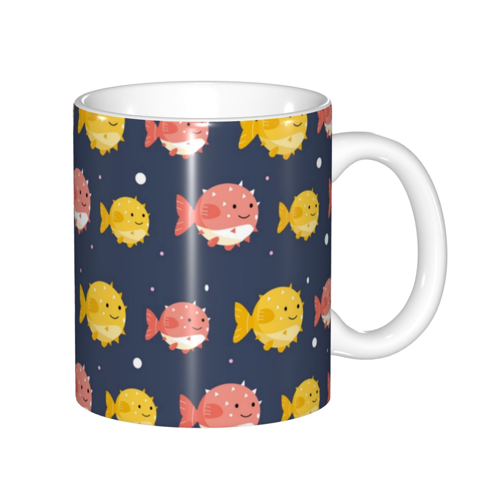 Disketp Cute Puffer Fish Large Coffee Mug with Handle Tea Cup Novelty ...
