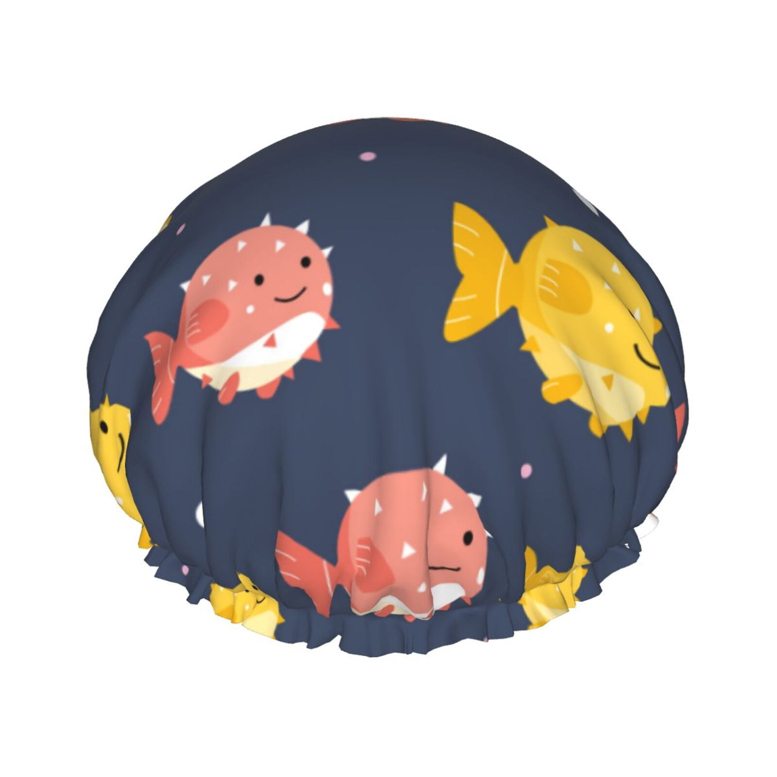 Disketp Cute Puffer Fish Shower Caps,Reusable Shower Cap For Women ...
