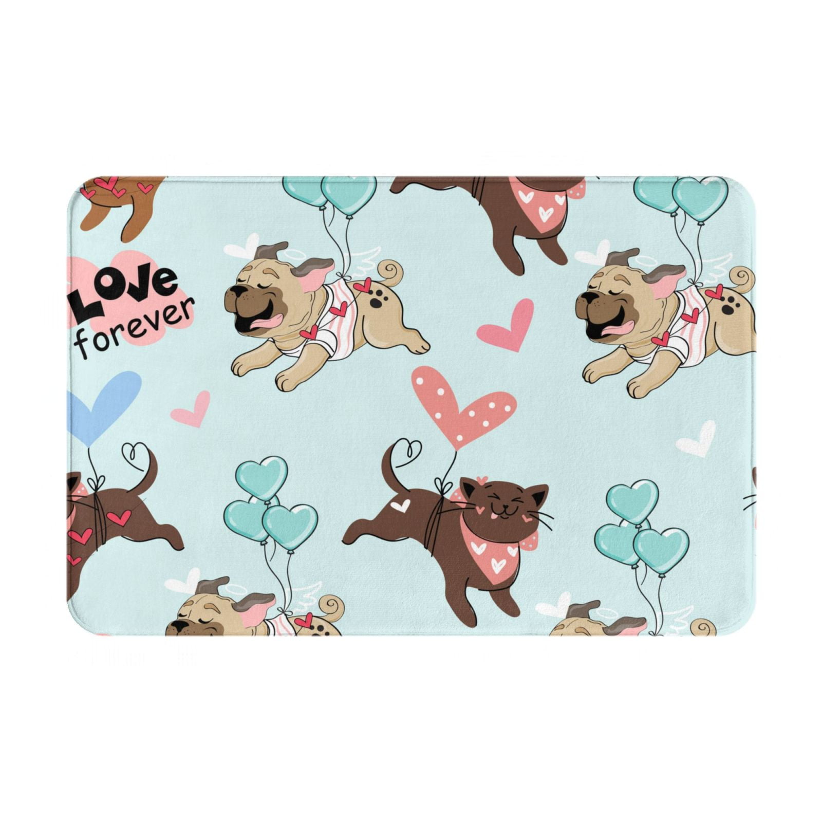 Disketp Cute Pug Dogs Mat For Front Door Outside - Doormat Outdoor ...