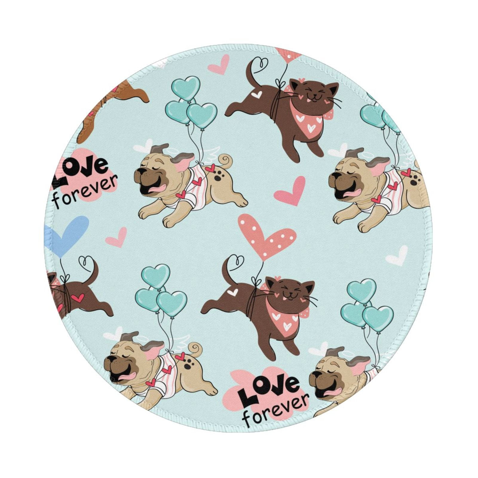 Disketp Cute Pug Dogs Small Mouse Pad 7.9x7.9 Inches,Washable Round ...