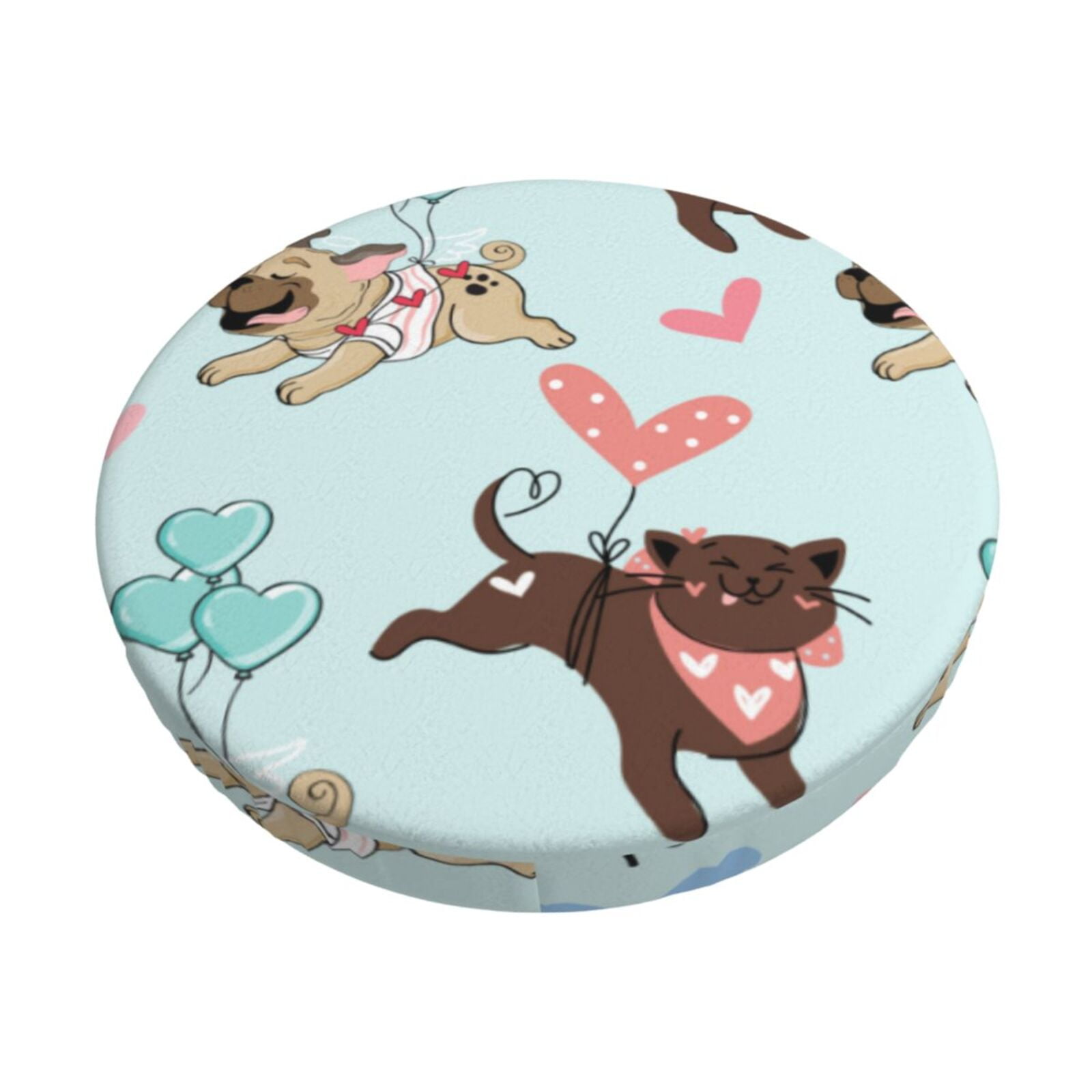 Disketp Cute Pug Dogs Stool Covers Round, Super Soft Round Bar Stool ...