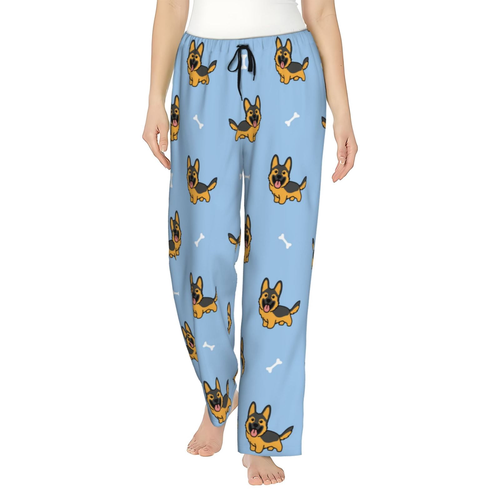 Disketp Cute Puppy Print Women'S Comfy Pajama Pants Casual Drawstring ...