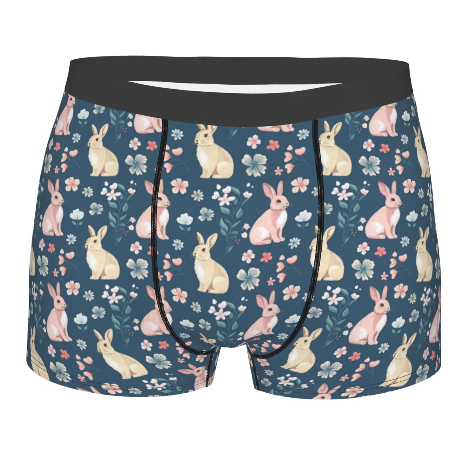 Disketp Cute Rabbit Floral Men's Boxer Briefs,Soft and Breathable ...