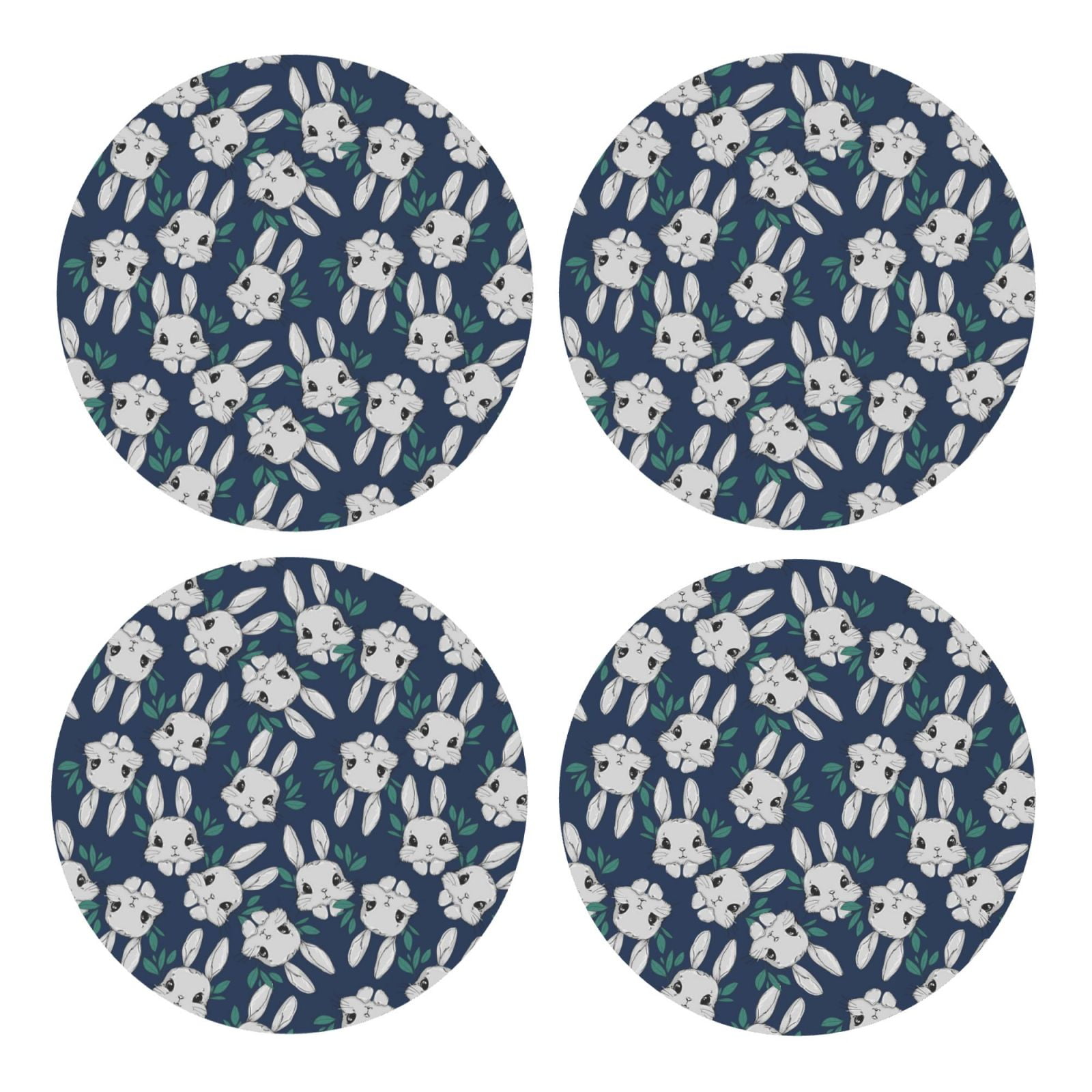 Disketp Cute Rabbit MDF Cork Coaster 4 Pcs - Absorbent Beverage ...