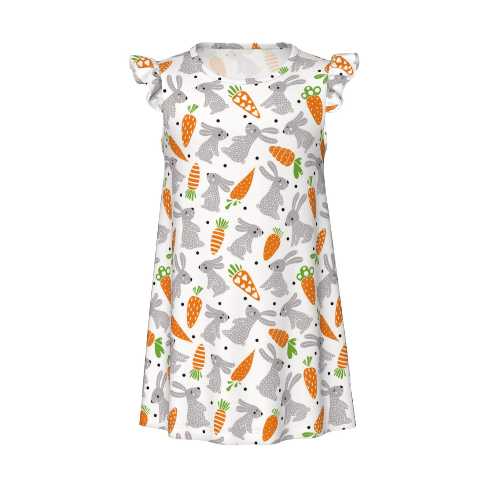 Disketp Cute Rabbit Print Girls Nightgowns 3-10 Years Flutter Short ...