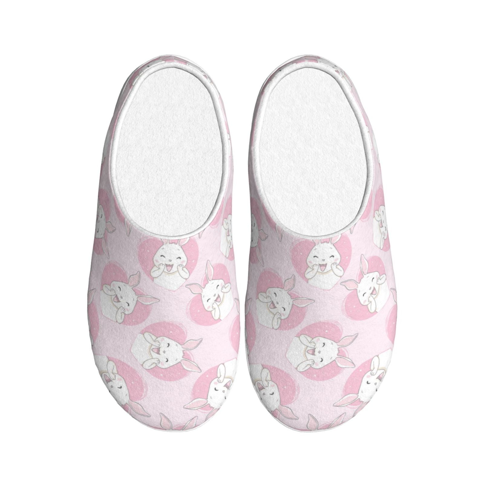 Disketp Cute Rabbit Women's Men's Slippers Plush Slip-On House Slipper ...