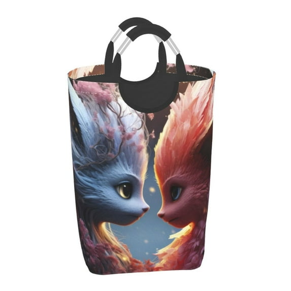 Disketp Cute Red And White Elf Square Laundry Bag Large Collapsible ...