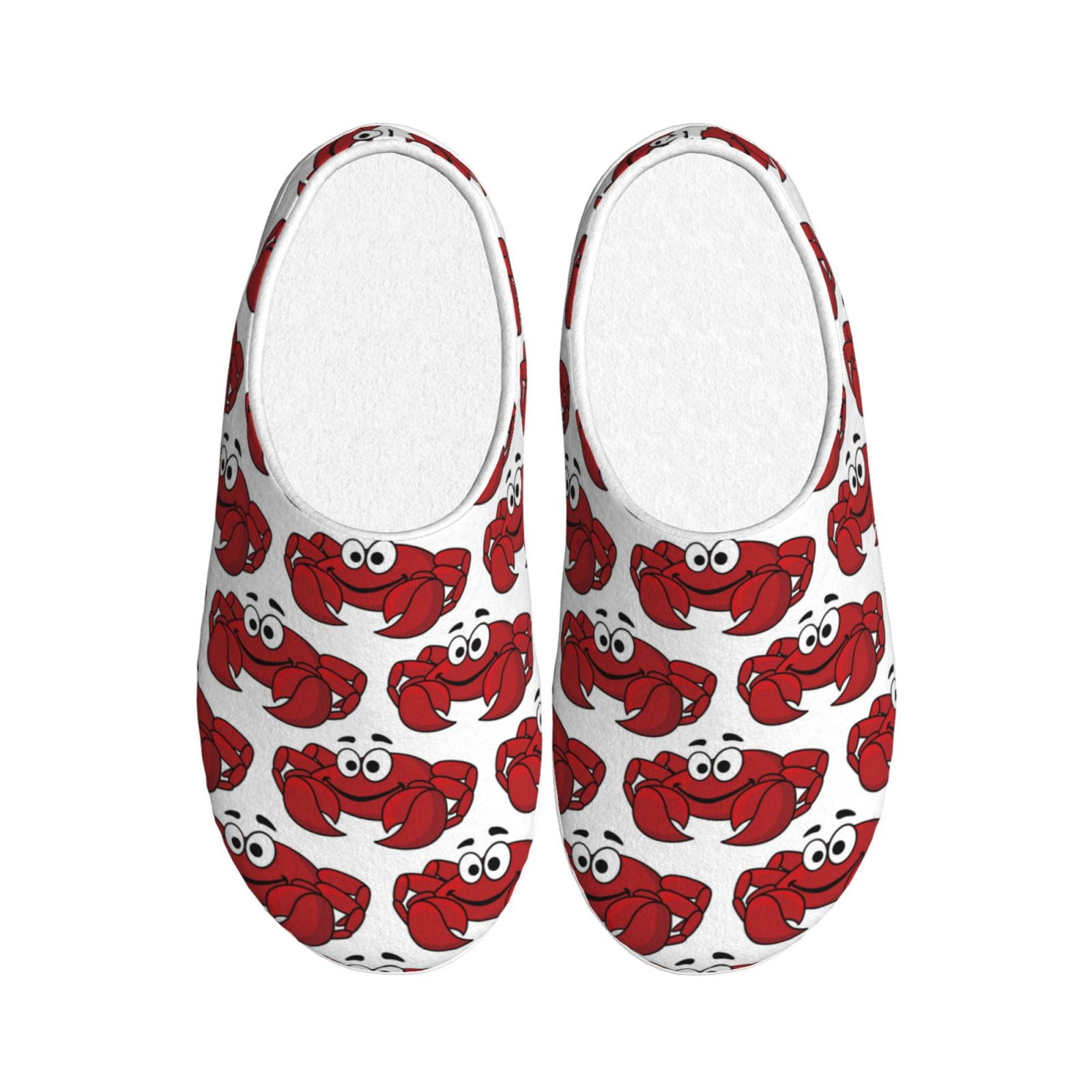 Disketp Cute Red Crab Women's Men's Slippers Plush Slip-On House ...