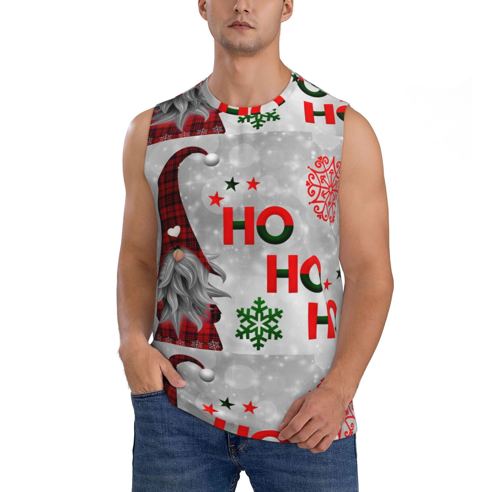 Disketp Cute Santa Sleeveless Tshirts For Men, Muscle Shirts For Men ...