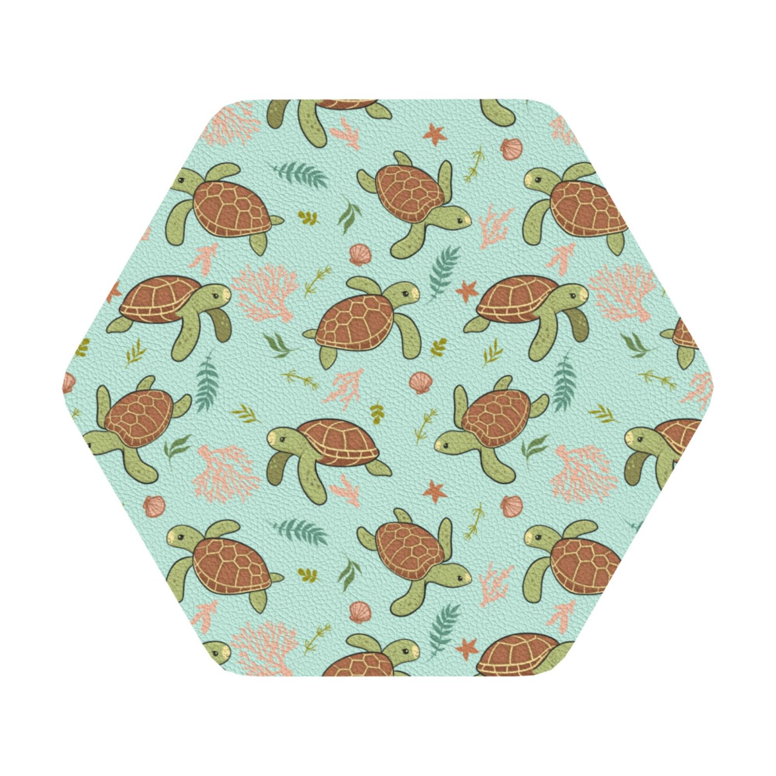 Disketp Cute Sea Turtles Funny Coasters,6 Pcs Leather Coasters with ...