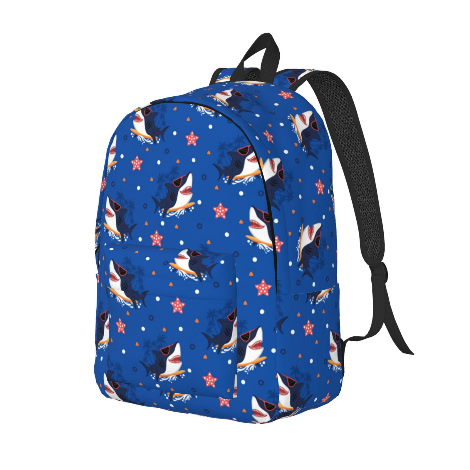 Disketp Cute Shark Cartoon Canvas Backpack Lightweight Travel Daypack ...
