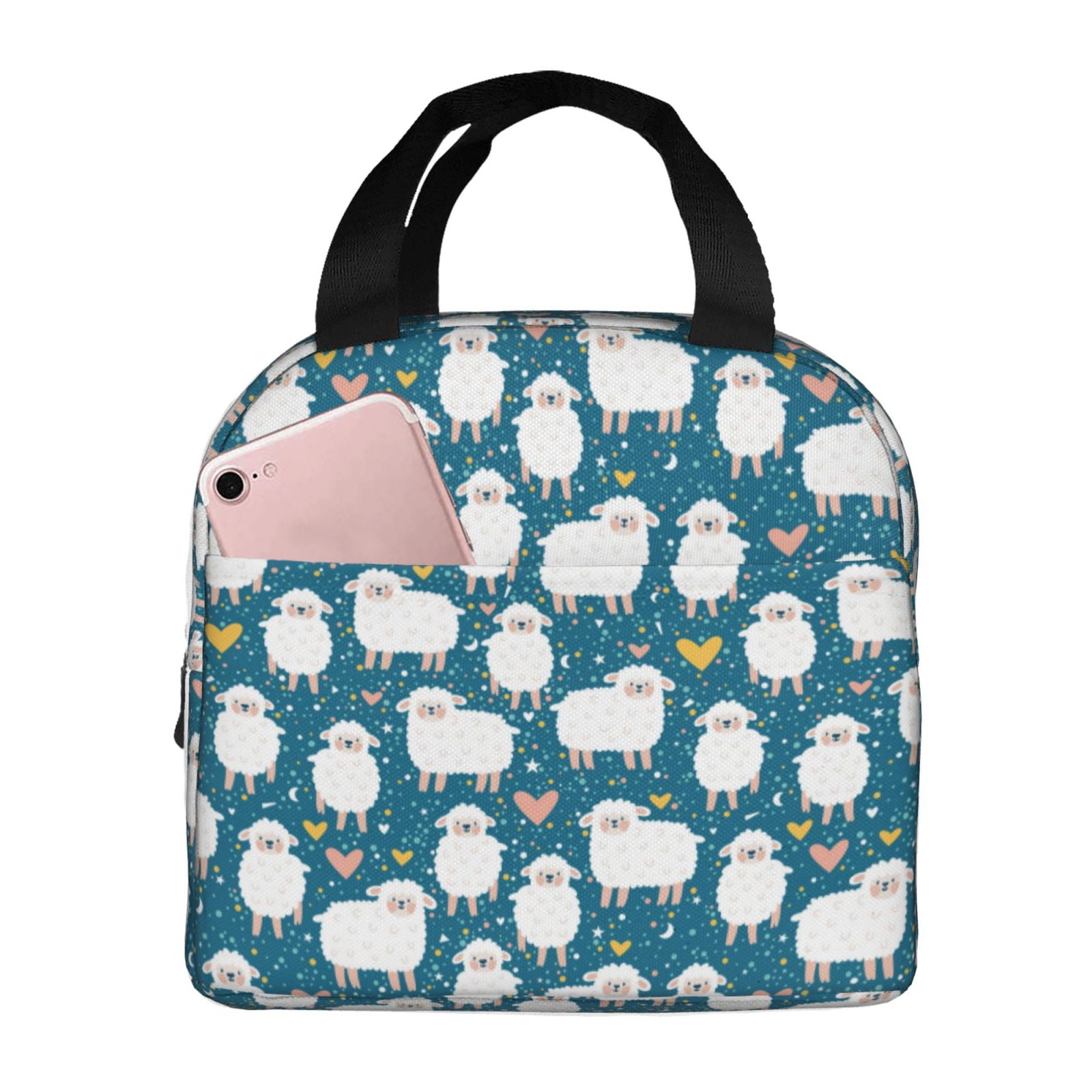 Disketp Cute Sheep And Hearts Lunch Bag for Women Men, Leakproof ...