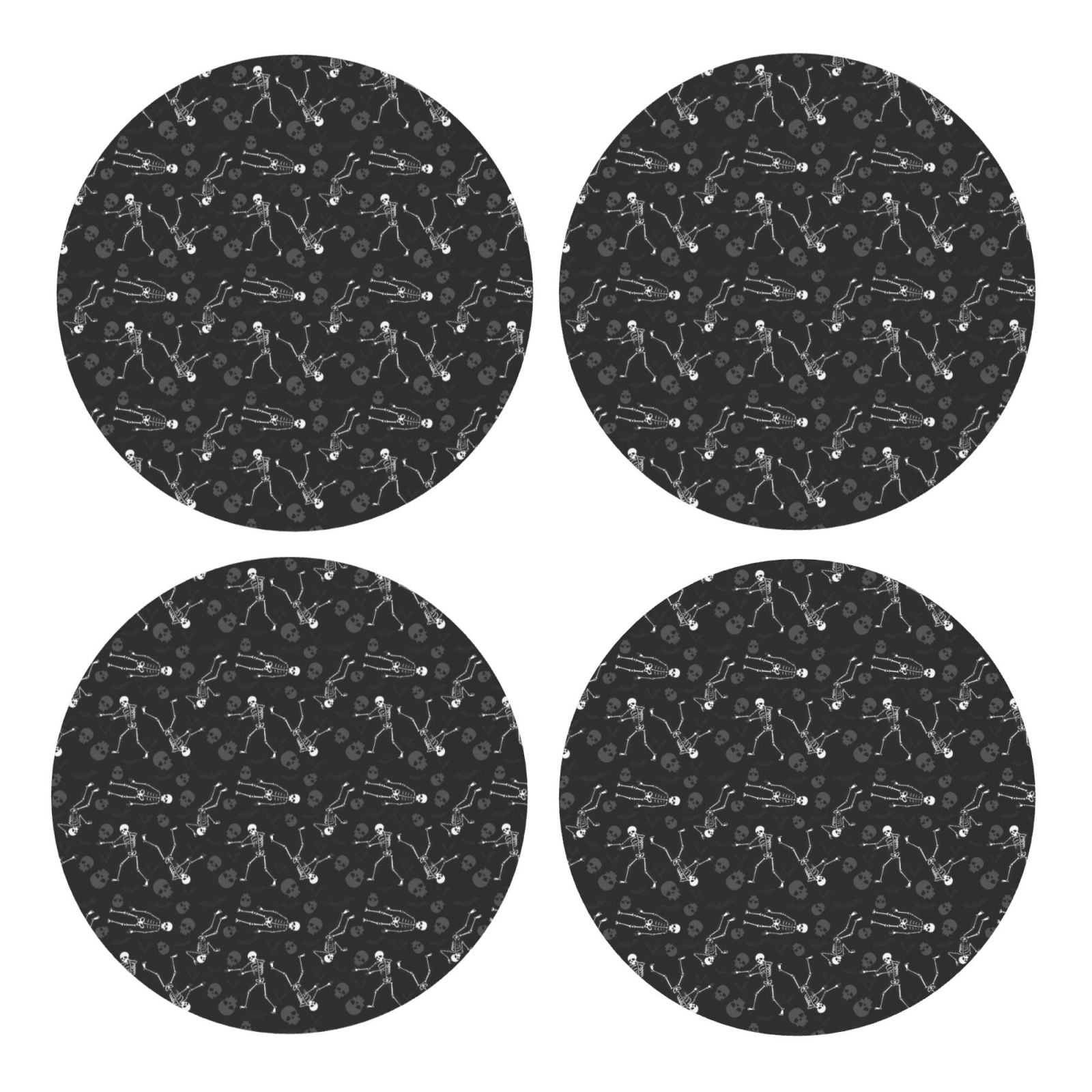 Disketp Cute Skull MDF Cork Coaster 4 Pcs - Absorbent Beverage Coasters ...