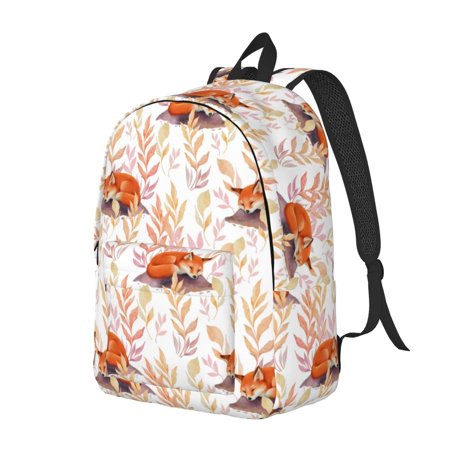 Disketp Cute Sleepy Fox Canvas Backpack Lightweight Travel Daypack ...