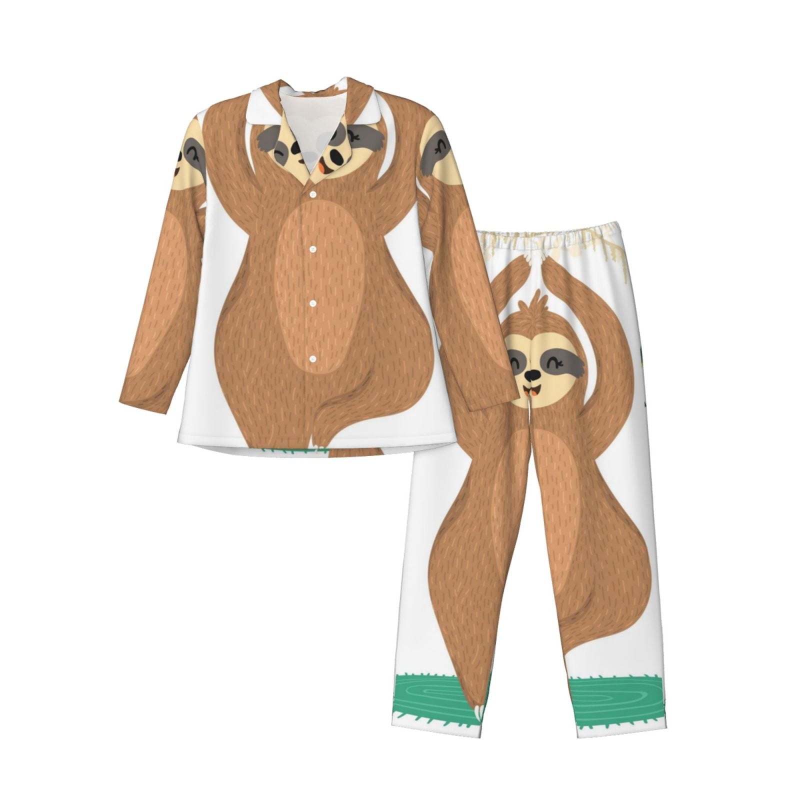 Disketp Cute Sloth In Yoga Pose Tree for Pajamas Set Long Sleeve ...