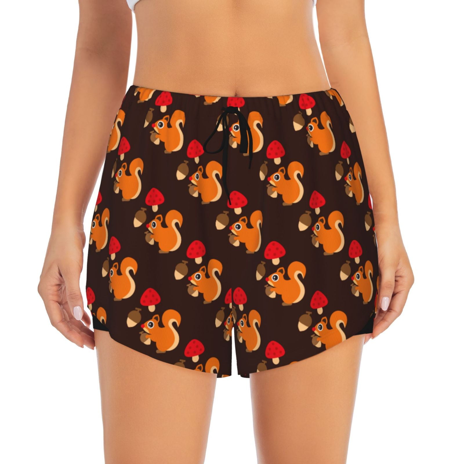 Disketp Cute Squirrel Print Women's Shorts Workout Shorts for Athletic ...