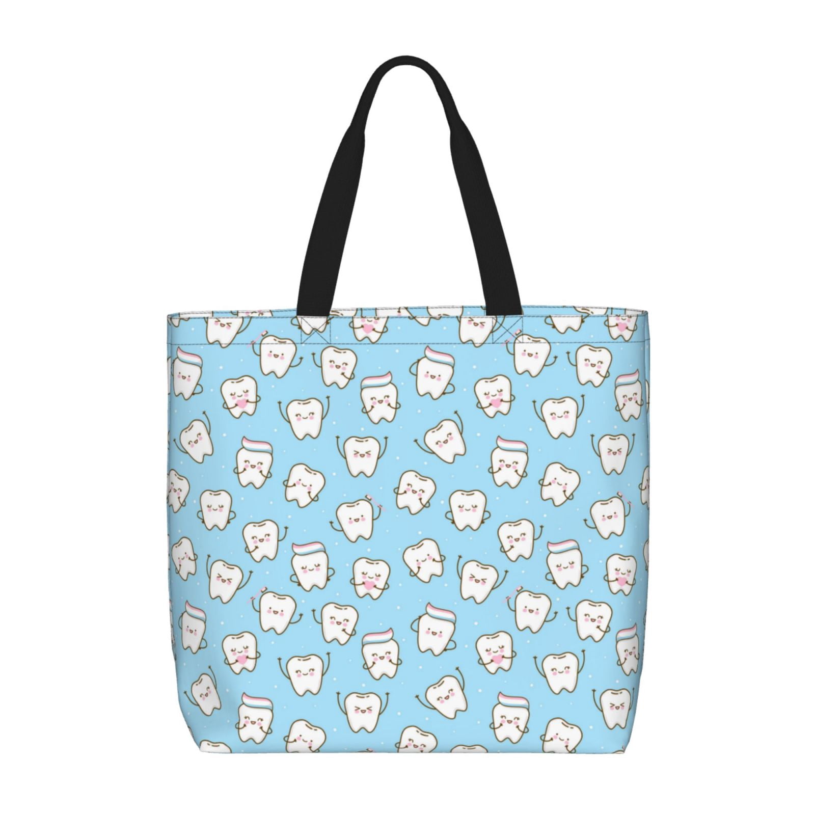 Disketp Cute Teeth Canvas Tote Bag,Women Shoulder Bag Crossbody Handbag ...