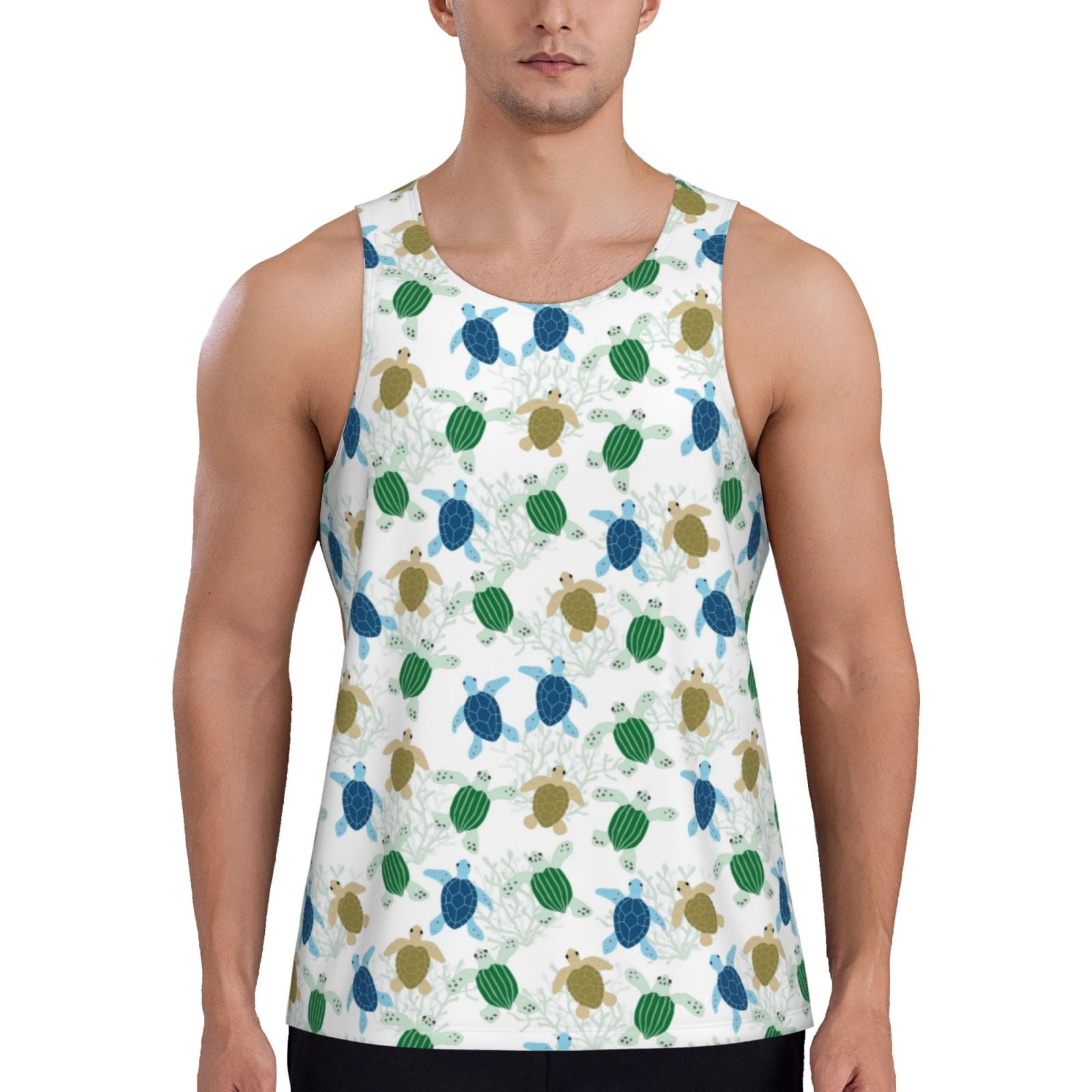 Disketp Cute Turtle Men's Workout Tank Tops Sleeveless Gym Shirt Quick ...