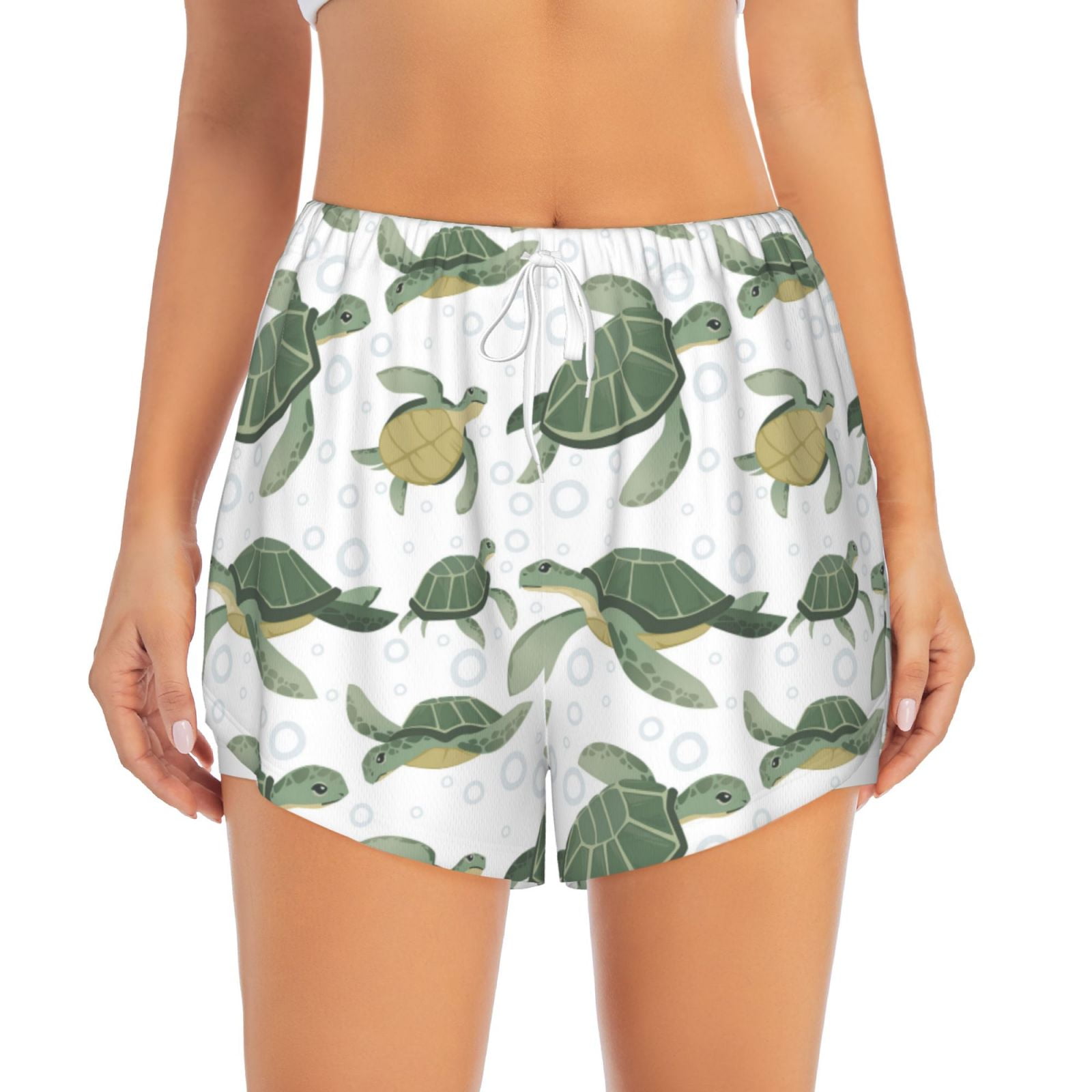 Disketp Cute Turtle Print Women's Shorts Workout Shorts for Athletic ...