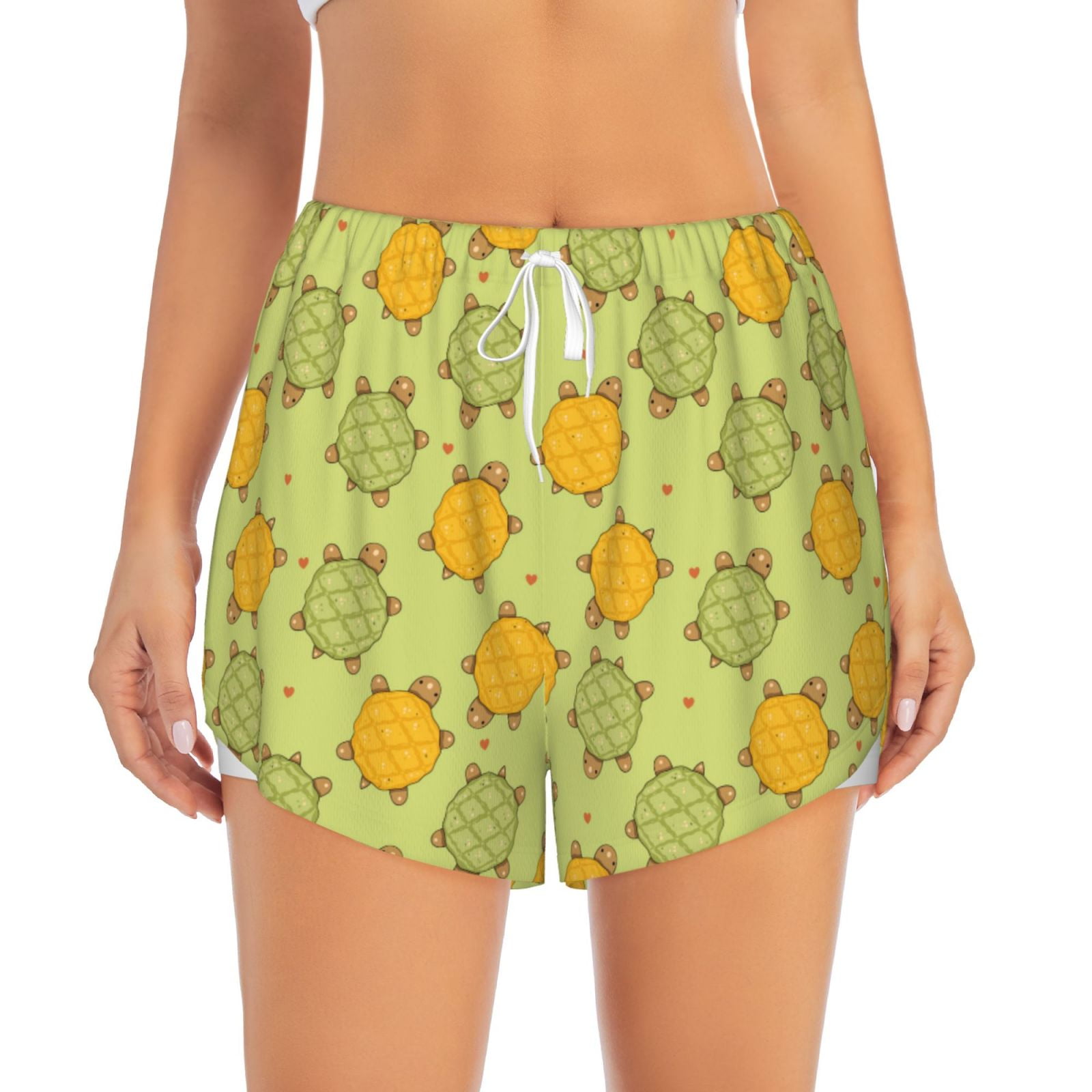 Disketp Cute Turtle Print Women's Shorts Workout Shorts for Athletic ...