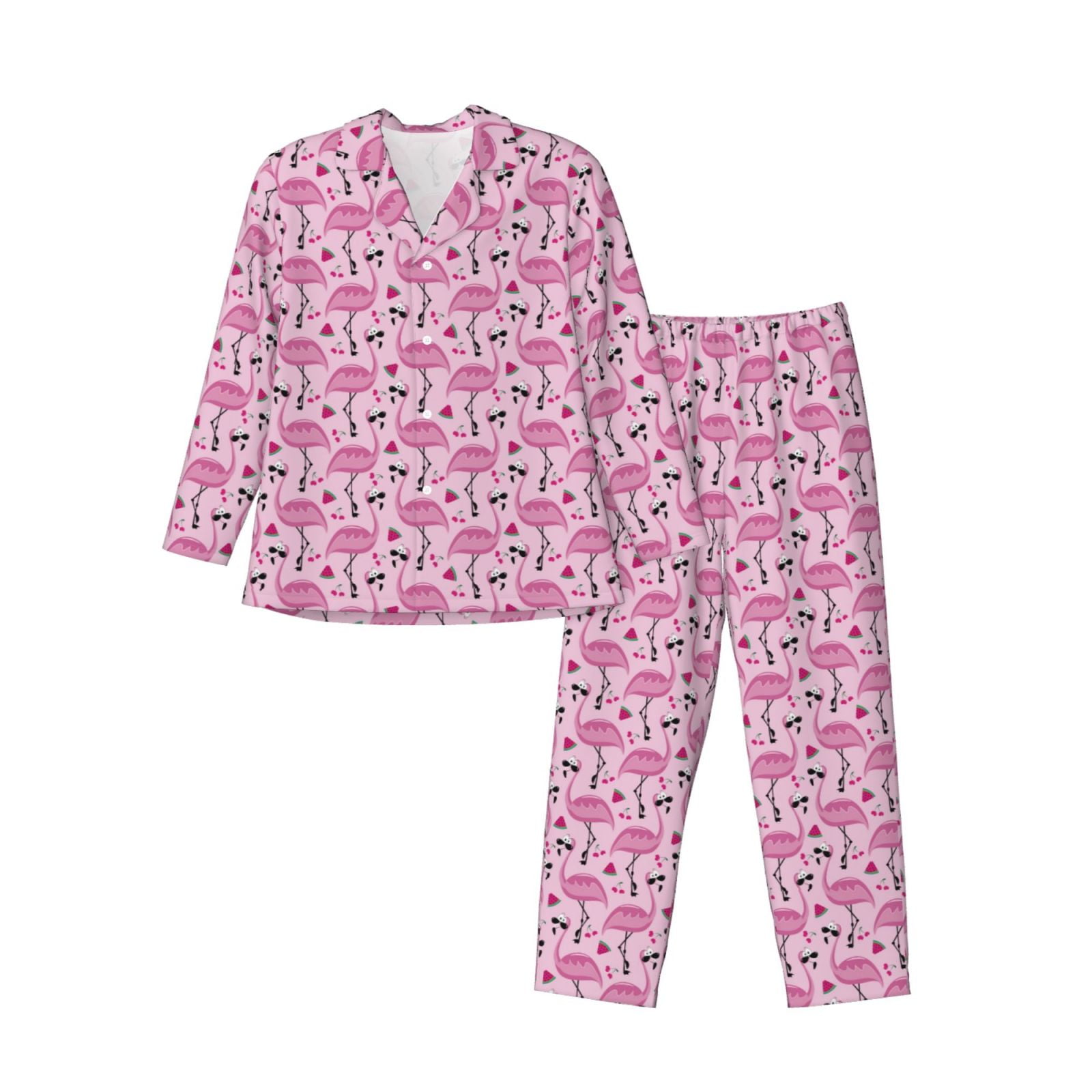 Disketp Cute Watermelon Flamingo for Pajamas Set Long Sleeve Sleepwear ...